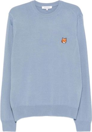 Maison Kitsun&eacute; Homme, Pulls, Bleu, Taille: M Fox Head Merino Regular Jumper