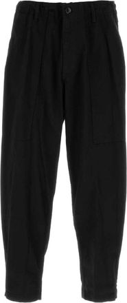 Yohji Yamamoto Homme, Pantalons, Noir, Taille: L Pantalon Large Court en Denim Effiloch&eacute; 10oz