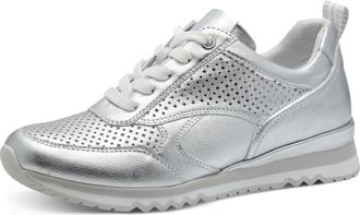 Marco Tozzi Damen Sneaker flach mit Schnürsenkeln Vegan, Silber (Silver), 41 EU