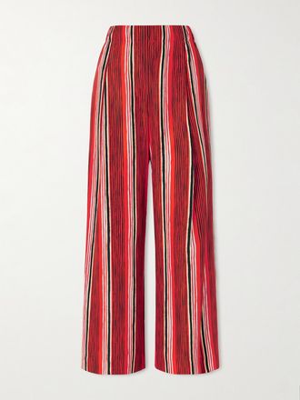 Proenza Schouler Pantalon Large En Soie Habotai À Rayures Amira - Rouge