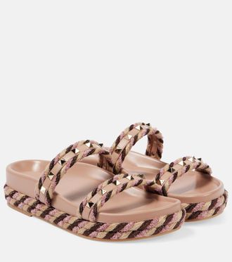 Valentino Garavani Sandalen Rockstud Torchon mit Leder
