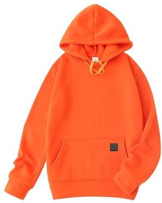 Generic Sweat à capuche en peluche confortable pour homme et femme - Tendance et tendance - Velours épais - Cadeau de Noël, Orange, XXL
