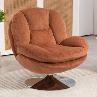 M&S Collection M&s - Fauteuil cosy pivotant 81x84x 84cm en velours terracotta - oryo