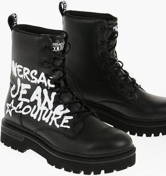 Versace JEANS COUTURE Leather SYRIUS Combat Boots with Contrasting P size 42
