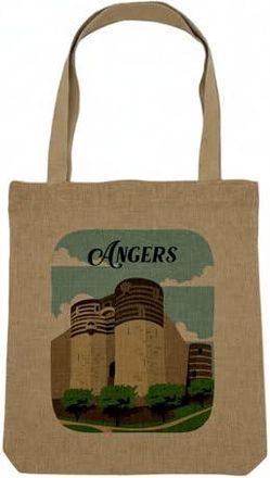 Fabulous Sac Shopping Tote Bag Aspect Lin - Angers Ch&acirc;teau France Ville Voyage Tourisme - Sac de Courses Toile Epaisse 360g Beige Naturel Cabas Port&eacute; Epaule So