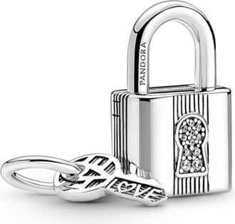 Pandora Pandora Charm Anhänger Vorhängeschloss mit Schlüssel Silber, Zirkonia 790088C01