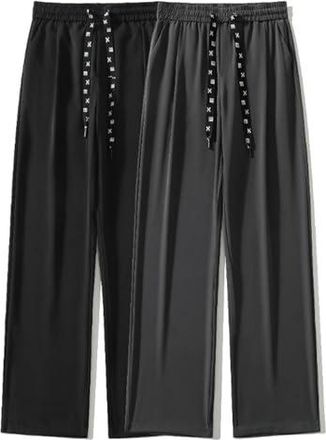 Generic Pantalon de surv&ecirc;tement ample pour homme, coupe haute, d&eacute;contract&eacute;, cordon de serrage, avec poches, Noir, XXL