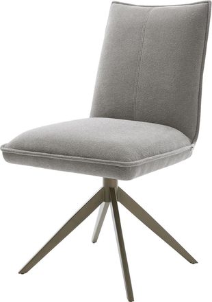 DELIFE Esszimmerstuhl Lelio-Flex Kreuzgestell breit Effektfinish Titan Strukturstoff Soft Grau 360&deg; drehbar Wippfunktion Taschenfederkern