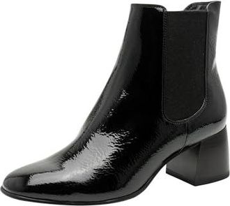 Tamaris Bottines Chelsea pour femme 1-25327-45 - Noir - Brevet - Taille 36 EU, Imprim&eacute; noir, 36 EU