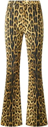 Roberto Cavalli Femme, Pantalons, Brun, Taille: 38 FR Denim Jeans With Jaguar Skin Print