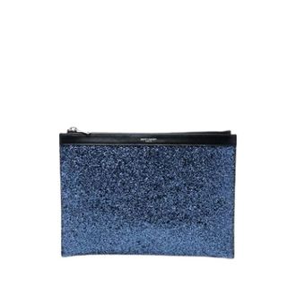 Saint Laurent Pre-owned Leather Clutch - - Pre-owned - Damen - Blau - ONE SIZE
