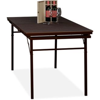 Relaxdays Relaxdays Table de jardin extensible et pliante, largeur : 166-215 cm, plastique et acier, 8 personnes, marron