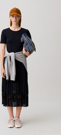 Claudie Pierlot Robe midi bi-mati&egrave;re noire et marine