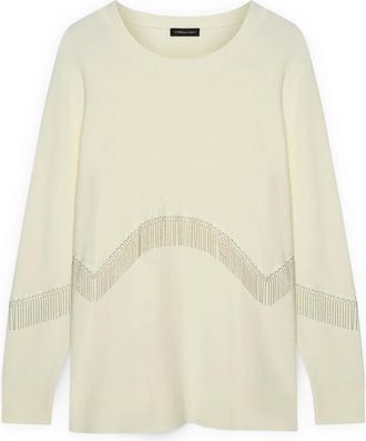 Fiorella Rubino Femme, Pulls, Blanc, Taille: 42 FR Pull avec d&eacute;tails de franges