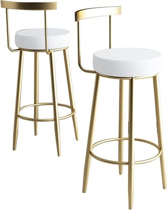 Generic Barhocker-Set, 2Er-Set, Kunstleder, Tresenh&ouml;he, Metallbeine, Weiche R&uuml;ckenlehne, K&uuml;chenm&ouml;bel