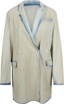 Diesel Femme, Manteaux, Blanc, Taille: 38 FR Fluid X-Ray Effect Denim Blazer