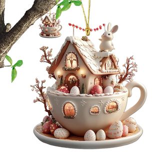 Generic Kaffeetasse Haus Osterei Ornamente - einzigartige Osterbaumdekorationen, Fr&uuml;hlingsfest - | Kleine Kaffeetasse Haus Eiern, dekorativen Hangable Ornamen