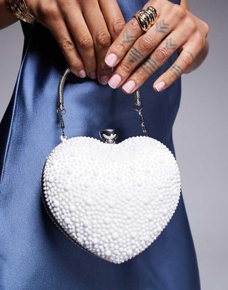 True Decadence Verzierte Herztasche in Creme-Weiß