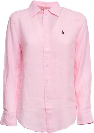 Polo Ralph Lauren Femme, Blouses et Chemises, Rose, Taille: 42 FR Classic Long Sleeve Button Front Shirt