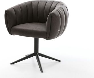 DELIFE Drehstuhl Jada-Flex Mikrofaser Anthrazit Vintage Fu&szlig;kreuz Schwarz 360&deg; drehbar Wippfunktion Taschenfederkern, Esszimmerst&uuml;hle