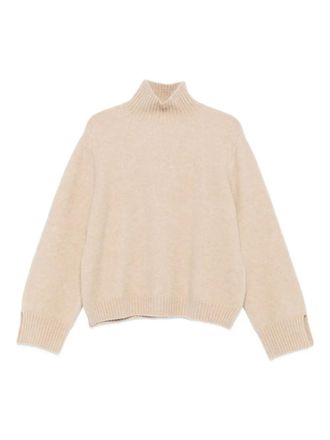 Allude Stehkragen-Pullover mit geschlitzten Bündchen - Nude