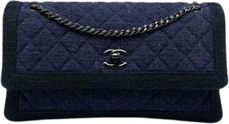 Chanel Sac bandouli&egrave;re vintage en tweed pr&eacute;-poss&eacute;d&eacute; - Femme - Pre-owned - Bleu - Taille: ONE Size