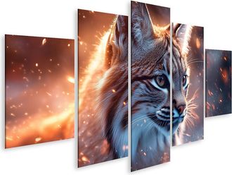 Islandburner Bild auf Leinwand Majestätischer Luchs in einem funkelnden magischen Wald Bilder Wandbilder Poster