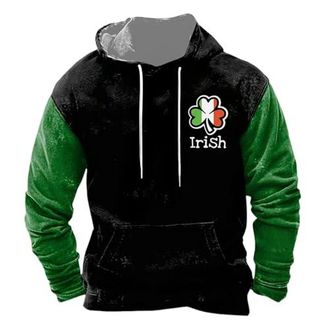 Generico Sweatshirt &agrave; capuche pour homme &agrave; manches longues avec imprim&eacute; 3D pour le festival irlandais, A- Noir, 5X-Large