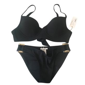 Heidi Klein Heidi Klein Black D Ring Tie Back Bikini Size S