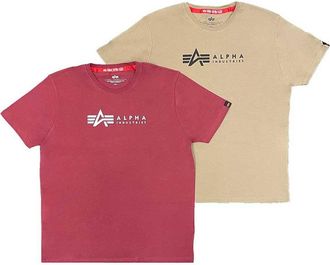 Alpha Industries Alpha Industries Herren Alpha Label T 2 Pack T-Shirt, Olive/Burgundy, 3XL (2er Pack)