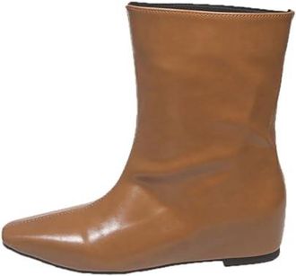 Generic Bottines tendance &agrave; talon compens&eacute; cach&eacute; &agrave; bout carr&eacute; pour femme - Chaussures de marche dhiver &agrave; enfiler, jaune, 37.5 EU