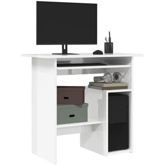 vidaXL Bureau Blanc brillant 80x45x74 cm Bois dingénierie Vidaxl