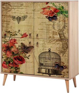 Les Tendances Meuble de rangement 4 portes en bois clair à lamelles Kiza 734