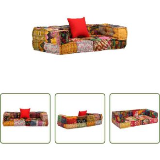 vidaXL vidaXL Wohnzimmerm&ouml;bel - 2-Sitzer Modularer Pouf Patchwork Stoff