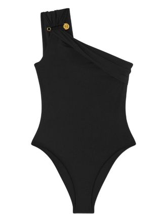Versace Womens One-Shoulder Swimsuit Safety Pin Black Polyamide Swimwear Sea Clothing