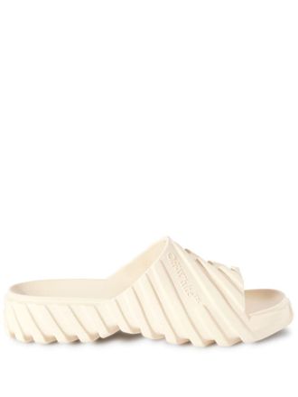 Off-white claquettes emboss&eacute;es Exploration - Tons neutres
