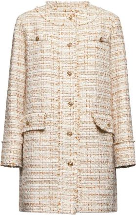 Silvian Heach Femme, Manteaux, Beige, Taille: 40 FR Manteau Droit en Tweed