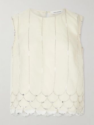 Wales Bonner Haut En Organza De Soie &Agrave; Ornements Triumph - Ivoire