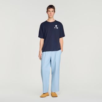 Sandro Baumwoll-T-Shirt mit Blumenmuster
