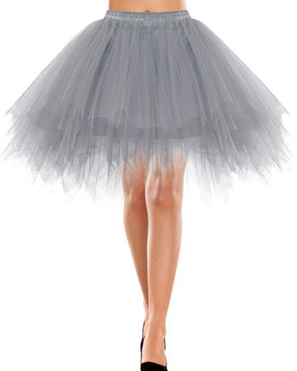 Bbonlinedress Rock Winter Damen Knielang T&uuml;ll Petticoat Unterrock Winter lang Petticoat Kleid Rock Unterrock Winter kurz schwarzRetro Tutu Ballet T&uuml;llRock Winter Cr