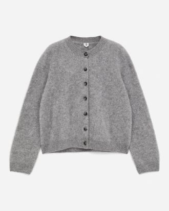 Arket Strickjacke Aus Reinem Geb&uuml;rstetem Kaschmir -Grau