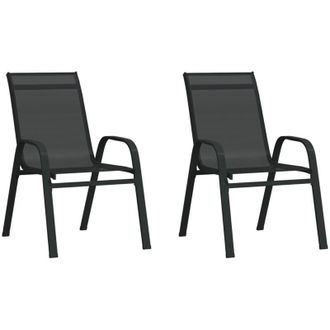 vidaXL Vidaxl - Stapelbare Gartenst&uuml;hle 2 Stk. Schwarz Textilene