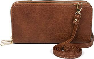 styleBREAKER Mini-sac 2 en 1 pour dames, avec surface grainée, portefeuille, poche pour téléphone portable, sac à bandoulière 02012364, couleur:Moka-Brun