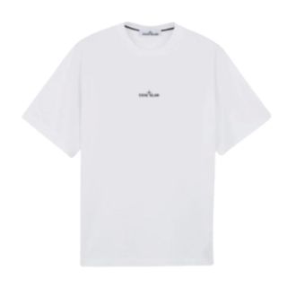 Stone Island Homme, Tops, Blanc, Taille: M T-shirt en jersey de coton imprim&eacute;
