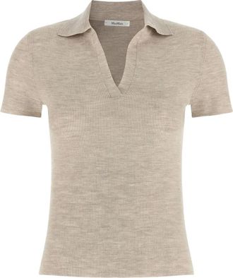 Max Mara Femme, Pulls, Beige, Taille: 38 FR Polo en laine c&ocirc;tel&eacute;e