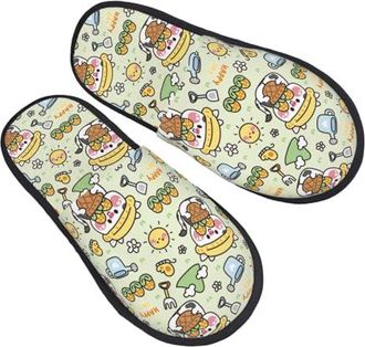 Generic Pantoufles De Voyage Concept De Vache Mignonne Dans Une Ferme Antid&eacute;rapant Pantoufles En Coton Cozy Chaussons Maison Pour Spa Automne Int&eacute;rieur L