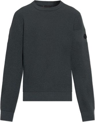 Moncler Homme, Pulls, Gris, Taille: XL Logo Wool Sweater