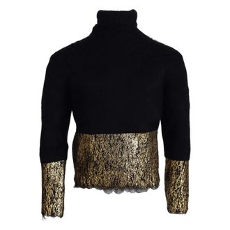 Dolce & Gabbana Schwarzer Mohair Rollkragenpullover - - Knitwear - Herren - Schwarzk - XS