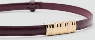 Mango Ceinture fine d&eacute;tail m&eacute;tallique bordeaux - Femme - S - MANGO