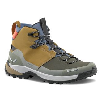 Salewa Herren Puez 2 Mid Powertex Stiefel - Wasserdichter Wander- & Trekkingstiefel, Golden Brown/Shadow, 40.5 EU